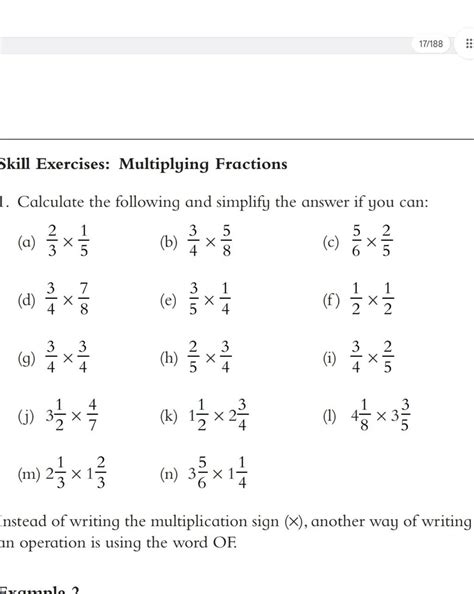 Skill Exercises Multiplying Fractions Calculate The Following And Sim