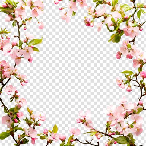 Pink Cherry Blossom Frame Spring Flowers Nature Floral Border Design