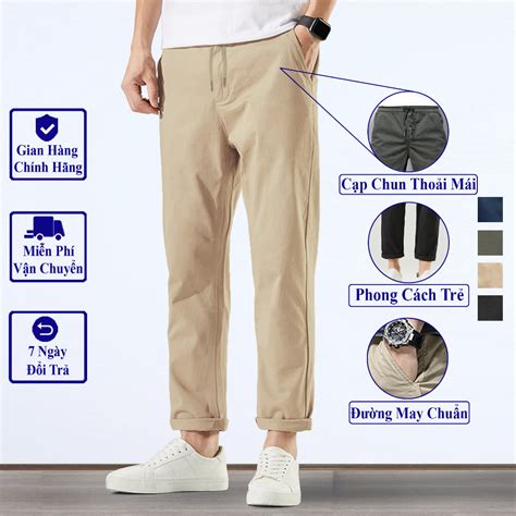 Quần Baggy Nam Vải Kaki Cotton Vicenzo Cạp Thun Ống Đứng Mềm Sau Khi Giặt Quần Kaki Baggy