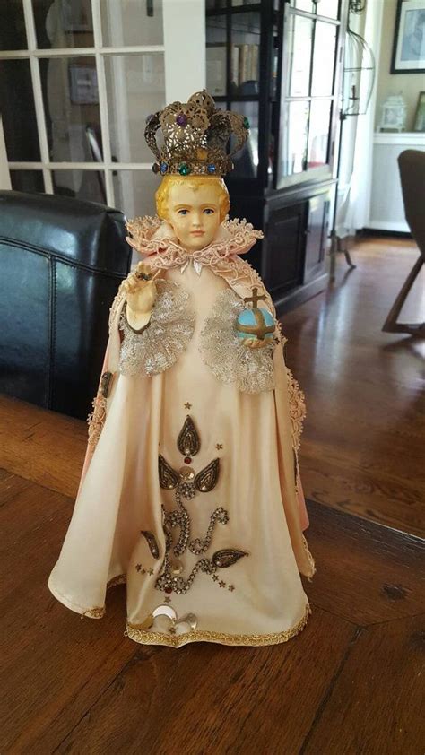 Antique Infant Of Prague Statue 14 Chalkware Original Clothing