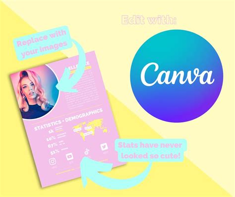 Influencer Pitch Deck Canva Template Pink And Blue Design Etsy
