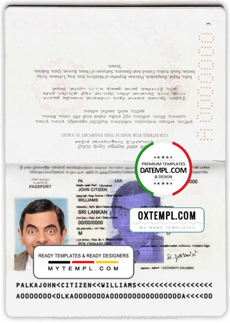 Sri Lanka Passport Template In Psd Format Templcc Modelli