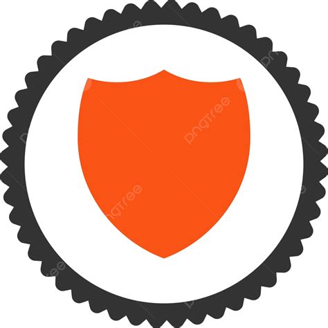Round Stamp Icon With Flat Orange And Gray Color Shield Design Vector