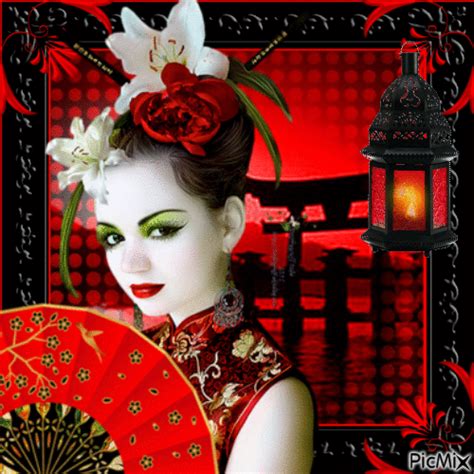Pretty Asian Portrait With Fan Free Animated  Picmix