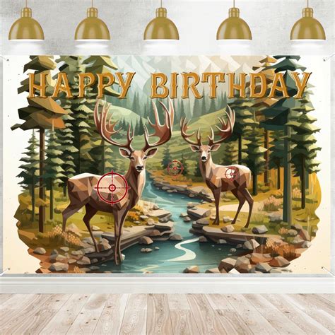 Gone Hunting Banner Happy Birthday Backdrop Deer Hunting