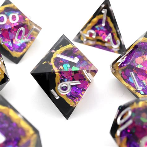 Purple Geode Dnd Dice Set 7 Pieces Dice Of Dragons