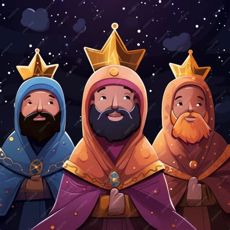 Ilustração De Desenho Animado De Los Reyes Magos Epiphany Foto Grátis