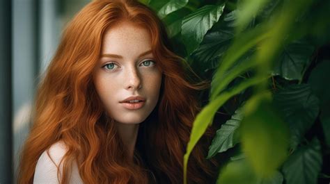 Beauty Portrait Of Ginger Woman With Long Hair Illustration 23695815