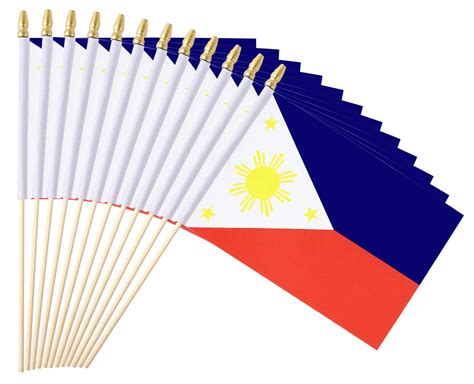 Ckexin 25pack Small Philippines Flag Mini Filipino Handheld Stick Flags 5x8 Inch Amazonca