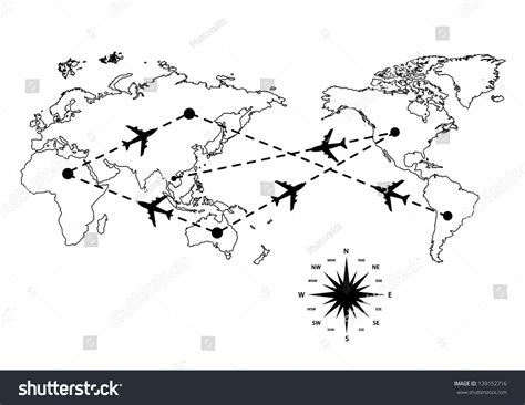 World Map Flight Path Vector Stock Vector Royalty Free 139152716
