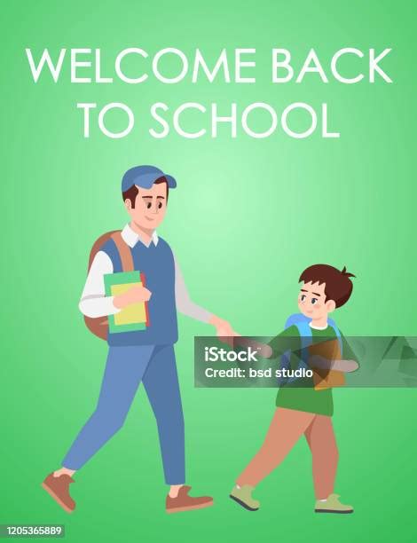 Selamat Datang Kembali Ke Sekolah Poster Vektor Template Pendidikan Dasar Brosur Sampul Desain