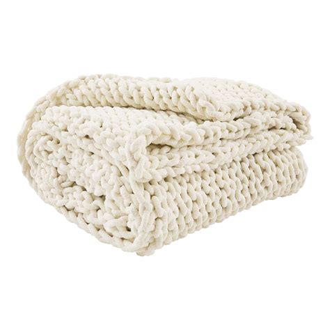 Super Chunky Knitted Throw Blanket Cream 50 X 60 Chunky Cream