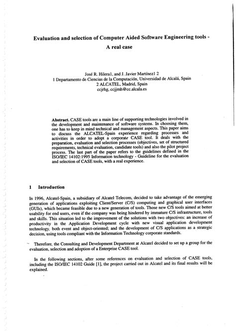 Pdf Evaluation And Selection Of Computer Aided Software Engineering