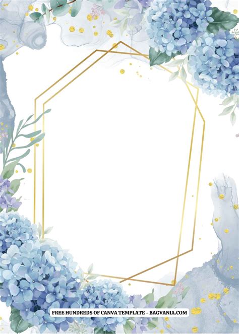 Free Hydrangea Flower Ink Splash Background Canva Wedding Invitation