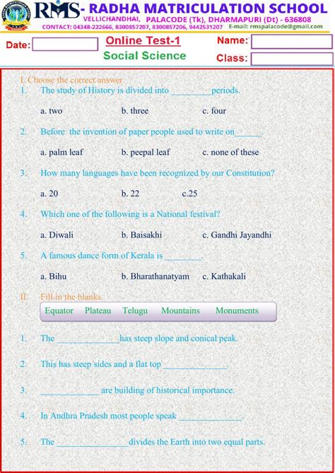 Vi Std Social Science Worksheet Live Worksheets