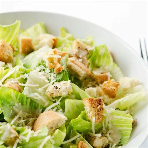 Easy Caesar Salad With Homemade Dressing And Croutons Bake It With Love
