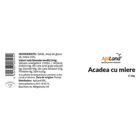 Acadele Cu Miere 1 Bucata Apiland Farmacia Tei Online