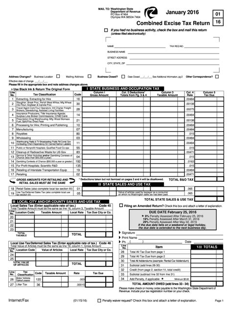 Wa Combined Excise Tax Return 2016 Form Fill Out And Sign Online Dochub