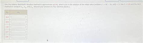 Solved Use The Adams Bashforth Moulton Method To Approximate