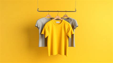 Yellow Background With 3d T Shirts Rendered Plain T Shirt T Shirt