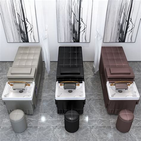 Heated Blue Shampoo Bed With Massage Setting Shampoo Bed And Water Cycle