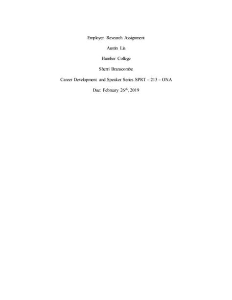 Employer Research Assignment Docx