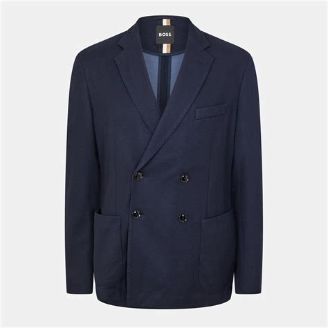 Boss Mens Hanry Double Breasted Tailored Fit Formal Jacket Dark