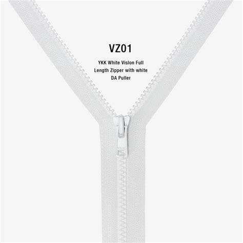 Ykk White Vislon Full Length Zipper With White Da Puller Sobike Active
