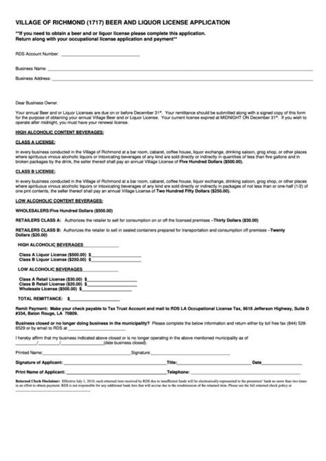 Printable Operator Liquor License Form Printable Forms Free Online