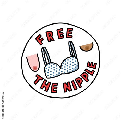 Free The Nipple Doodle Sticker Vector Color Line Illustration Stock