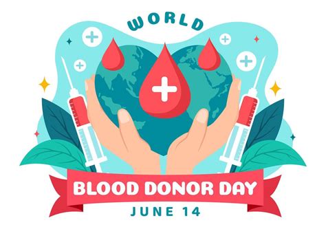 Mundo Sangre Donante Día Vector Ilustración En Junio 14 Con Humano