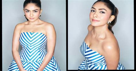 Mrunal Thakur Stuns In Chic Blue Striped Outfit Mrunal Thakur