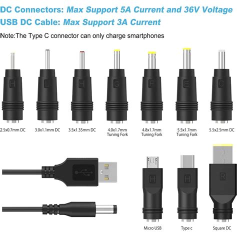 Cablu Adaptor 10 In 1 Aceyoon Cu Mufe Dc Pentru Compatibilitate Extinsa Pentru Electronice 1