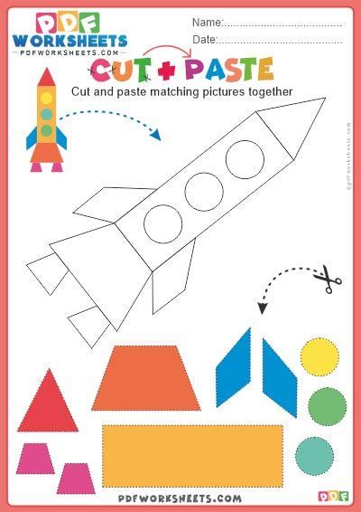 Cut Shapes And Make Rocket Pdf Worksheet In 2024 Cutting Activities