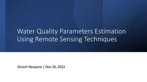 Water Quality Parameters Estimation Using Remote Sensing Techniques Pptx