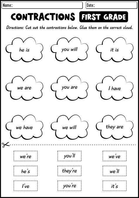 First Grade Contraction Worksheets Contraction Worksheet
