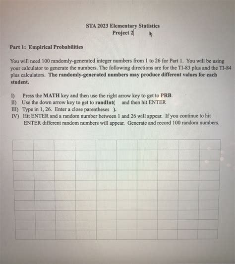 Solved Sta 2023 Elementary Statistics Project 2 Part 1