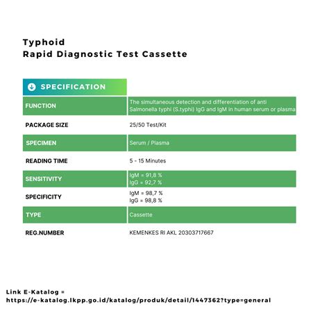 Typhoid Rapid Diagnostic Test Cassette Bintang Mono Indonesia