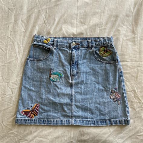 Insane Vintage Gap Bug Denim Mini Skirt With Depop