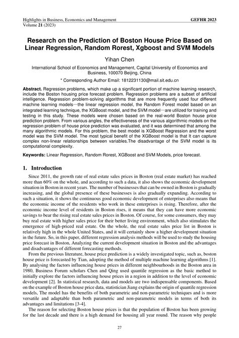 Pdf Research On The Prediction Of Boston House Price Based On Linear