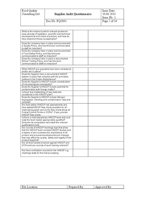 Haccp Internal Audit Checklist Sample Gambaran