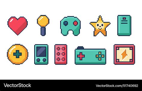 Pixel Game Icon Arcade Ui Button Digital Console Vector Image