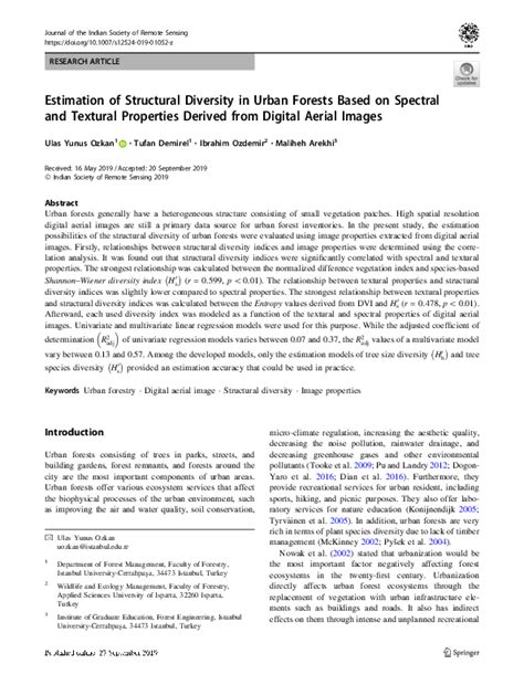 Pdf Estimation Of Structural Diversity In Urban Forests Based On