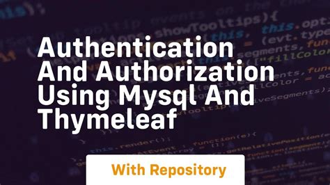 Authentication And Authorization Using Mysql And Thymeleaf Youtube