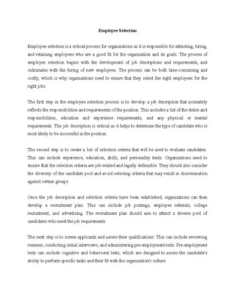Employee Selection Employee Selection Employee Selection Is A