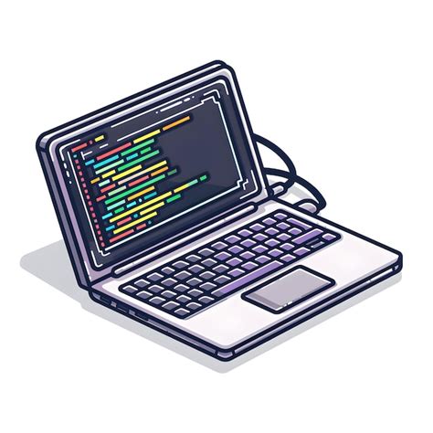 Vector Illustration Of 3d Flat Code Icon And Laptop With Copy Space For Programming And Software