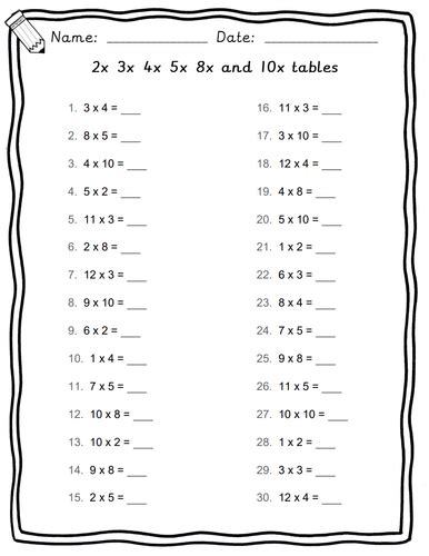 Ks2 Multiplication Year 3 Times Tables Practice Workbook With Answers Teaching Resources