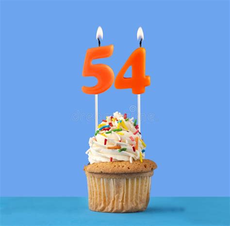 Orange Birthday Candle And Cupcake Number 54 Stock Illustration