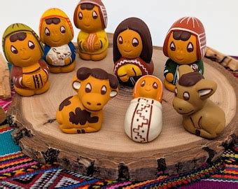 Handcrafted Peruvian Nativity Set 8 Pieces Mini Ii Peru Hand