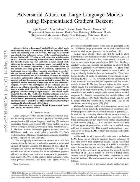 Pdf Adversarial Attack On Large Language Models Using Exponentiated Gradient Descent